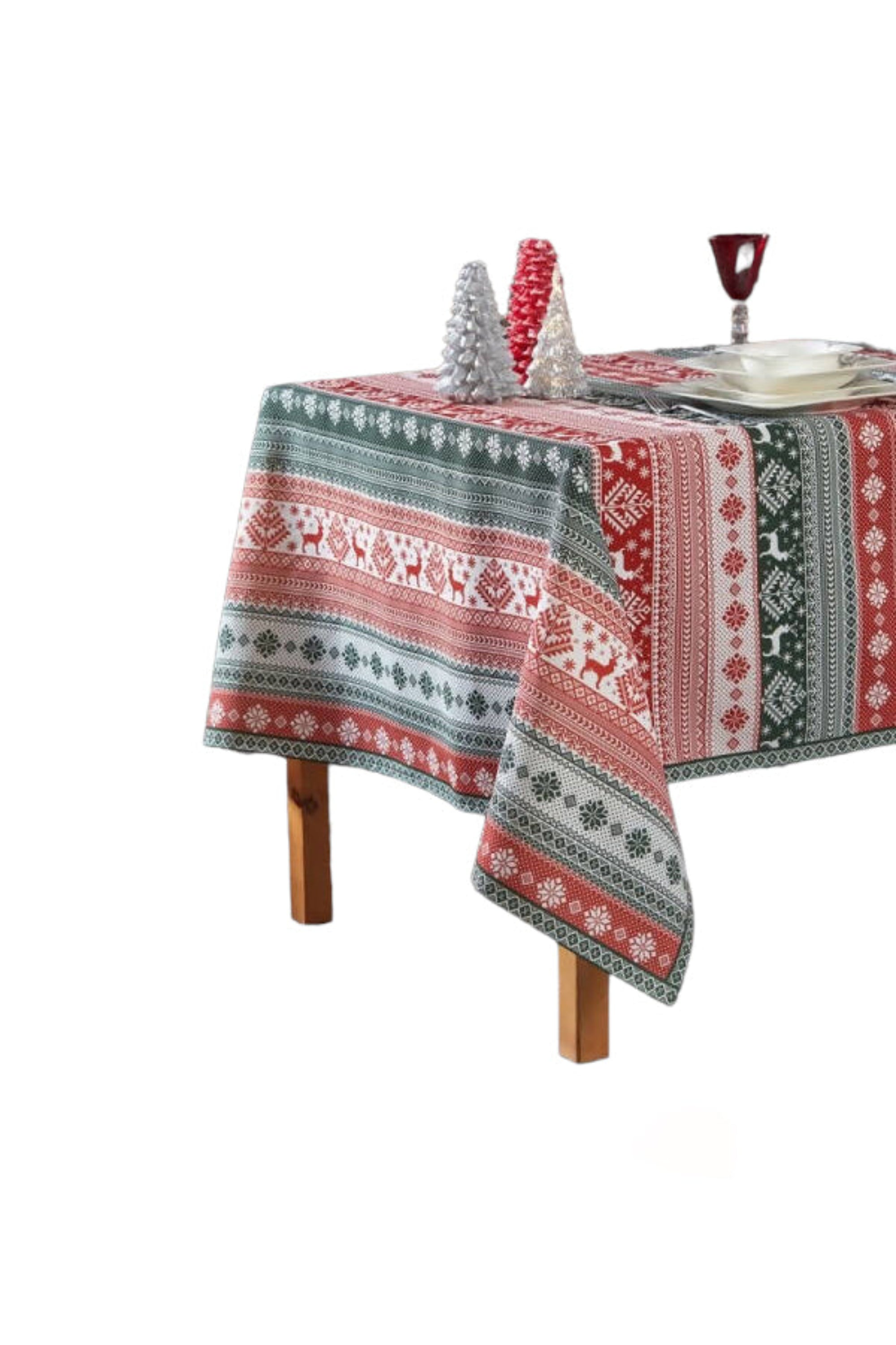 Christmas Themed Tablecloth, Deer Pattern, Holiday Decorating
